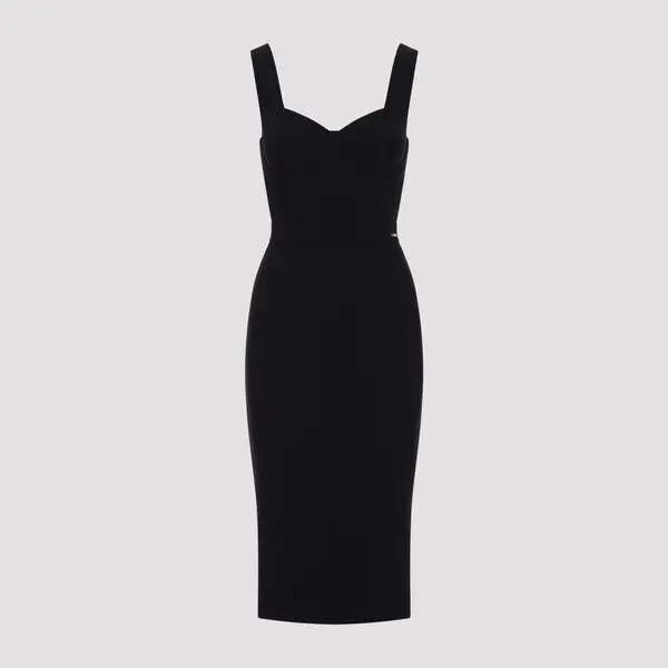 Elisabetta Franchi Lingerie-style Midi Dress In Stretch Polyamide Blend - Black