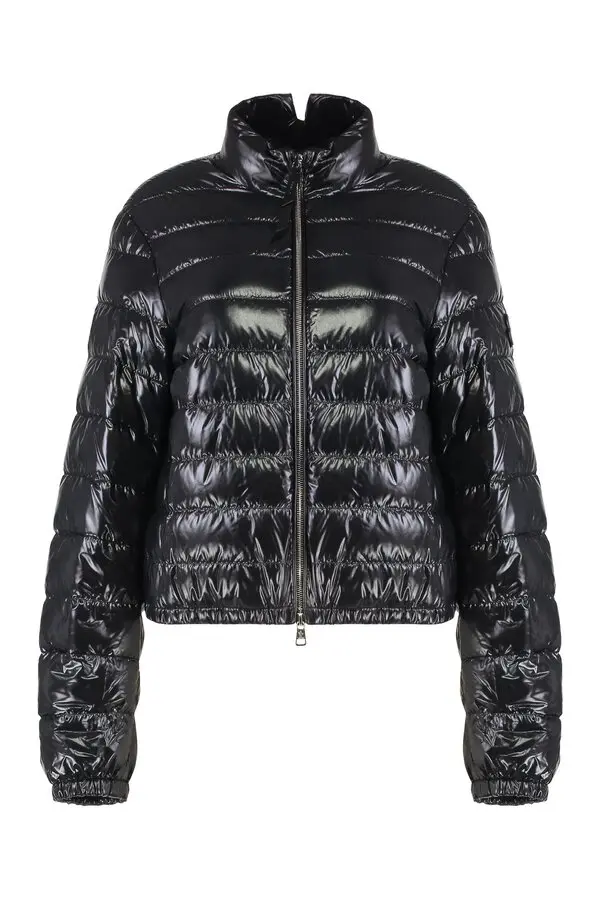 Moncler Knut Full-zip Down Jacket With Logo Sleeve Patch
