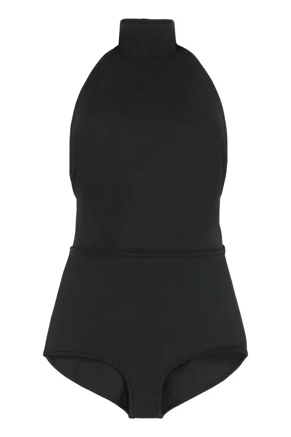 Max Mara Apogeo Stand Collar Open-back Knit Bodysuit - Black