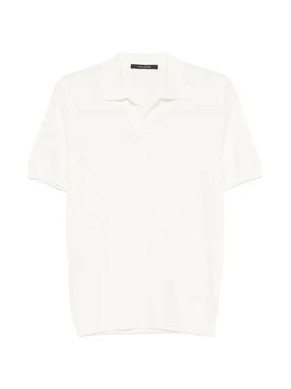 Tagliatore Polo Collar Slit Neckline Short-sleeve Linen-cotton Knit Polo - Bianco