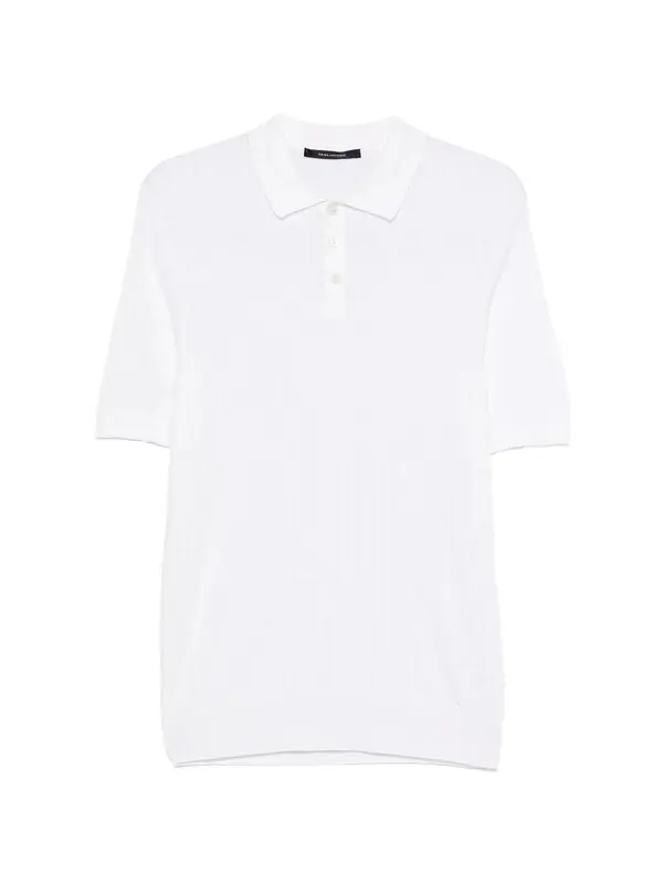 Tagliatore Cable-knit Polo Shirt With Ribbed Trim - Bianco