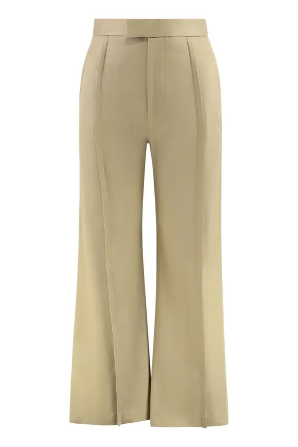 VIVIENNE WESTWOOD Flared Cotton Trousers With Visible Stitching And Side Pockets - Beige