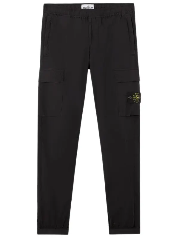 Stone Island No Brand. Vertical Zip Pocket Cargo Pants With Elasticated Waist & Cuffs - Nero