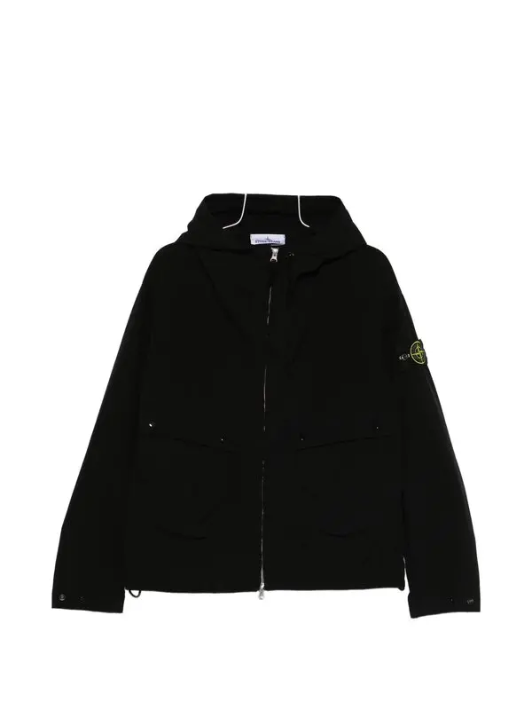 Stone Island Inspired Hooded Zip Jacket With Drawcord Hem & Flap Pockets