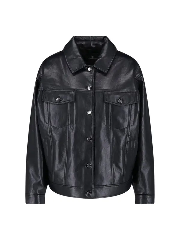 ANINE BING Recycled Leather Cropped Jacket
