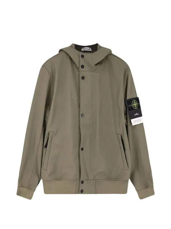 Stone Island Hooded Zip Jacket With Internal Drawstring, Concealed Pockets & Ribbed Trims
