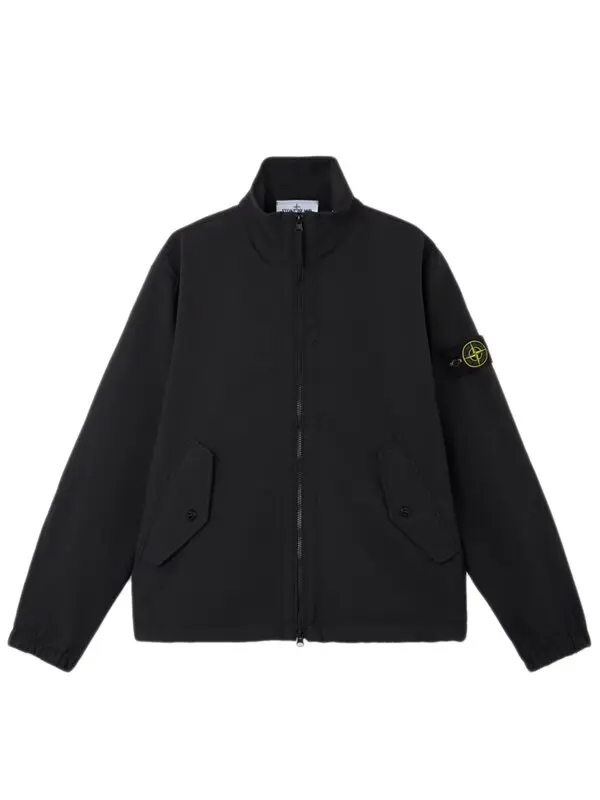 Stone Island Stand Collar Zip Jacket With Angled Hand Pockets & Elasticated Cuffs