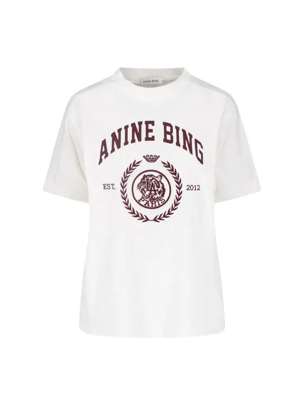 ANINE BING Tiger Crest" Cotton Crewneck T-shirt