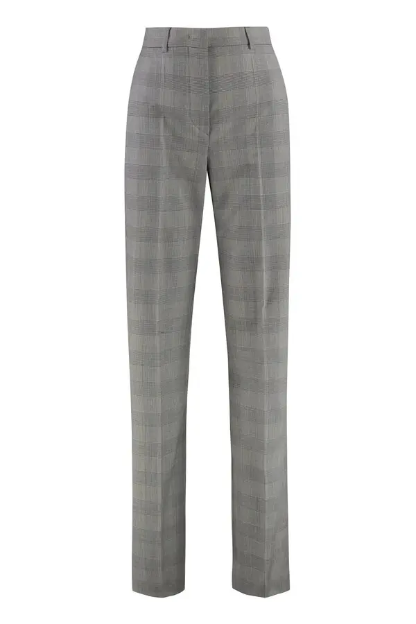 Sportmax Prince Of Wales Check Tailored Virgin Wool Trousers
