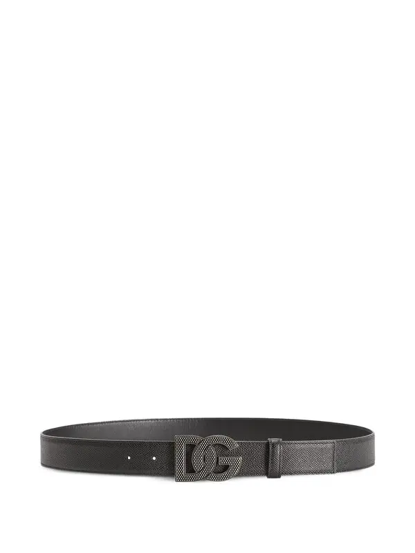 Dolce & Gabbana 40 Mm Leather Belt With Ruthenium-plated Buckle - Nero