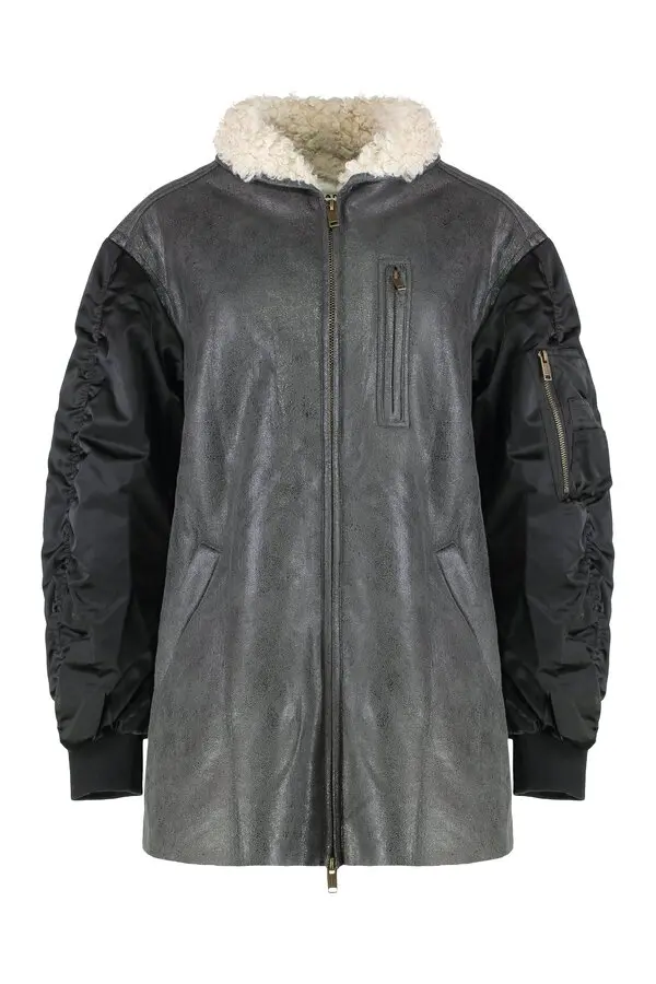 MARANT ETOILE Oversized Evina Zip Jacket With Contrast Collar - Grey