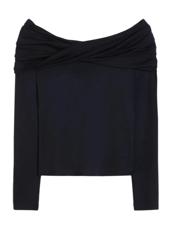 Max Mara Bandeau Wool Top With Glove-style Sleeves