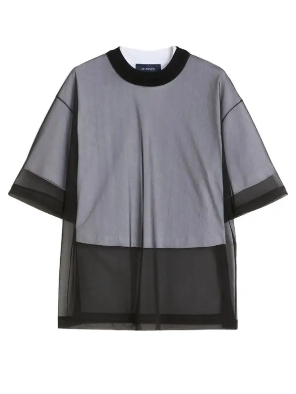 Sportmax Cropped Cotton T-shirt With Round Neck And Contrast Details - Nero