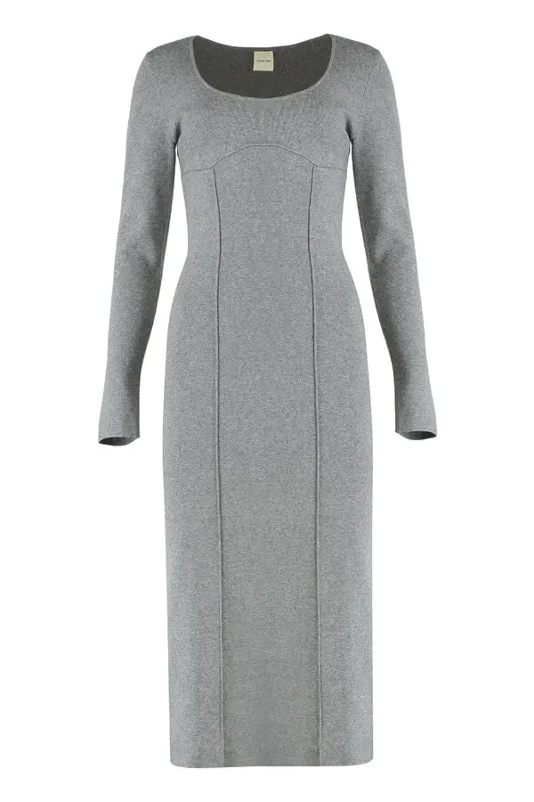Calvin Klein Viscose Blend Midi Dress With Long Sleeves