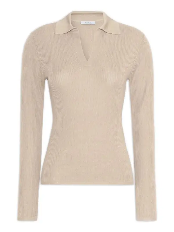 Max Mara Open Polo Cashmere Silk Sweater, Regular Fit, Long Sleeves