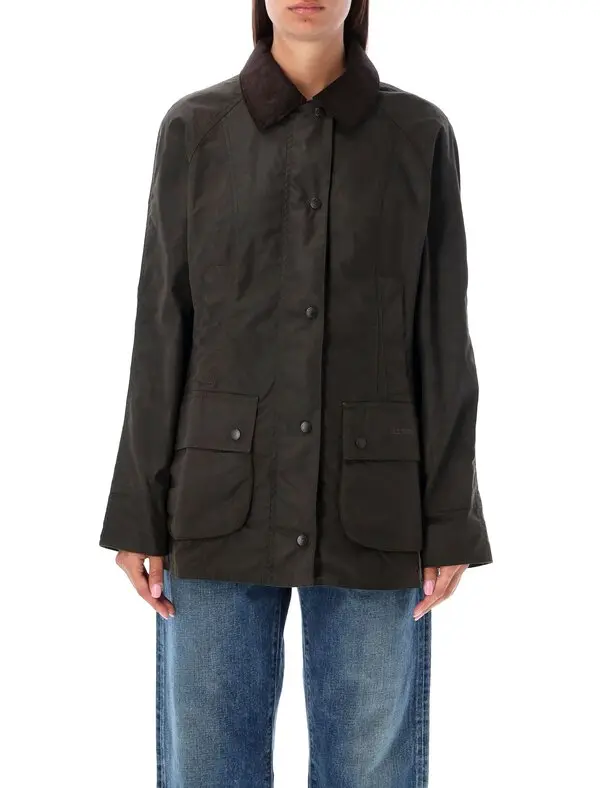 Barbour Beadnell Heritage Waxed Jacket With Corduroy Collar