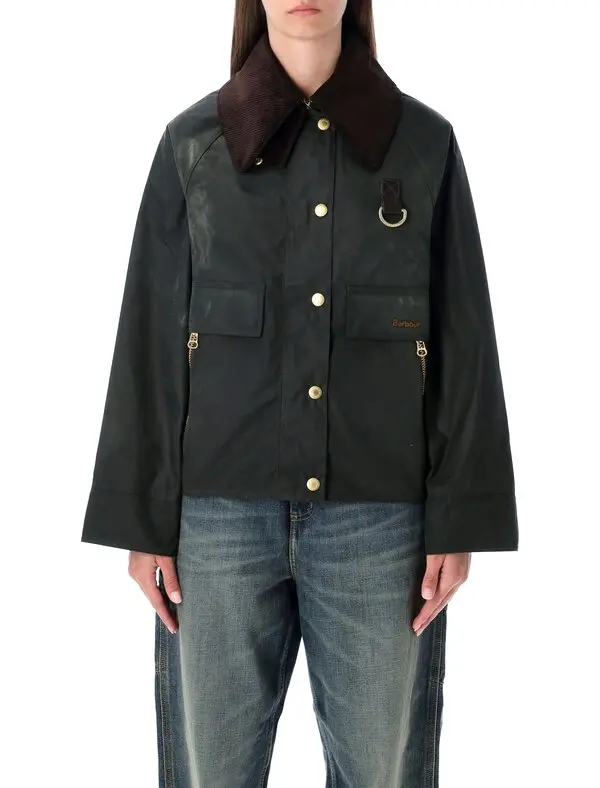 Barbour Catton Waxed Cotton Jacket With Corduroy Collar