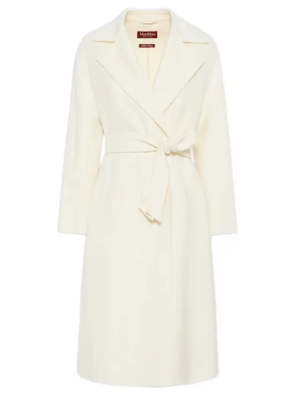 Max Mara Double-drap Wool Blend Belted Jacket - Bianco