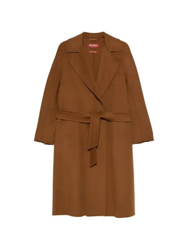 Max Mara Double-drap Wool Blend Belted Jacket - Marrone