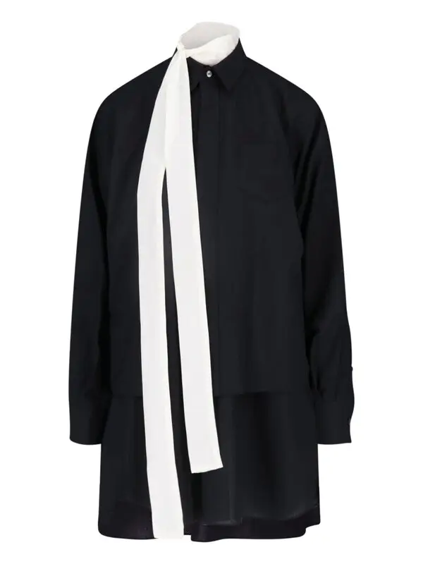 Sacai Asymmetric Tiered Midi Dress - Black