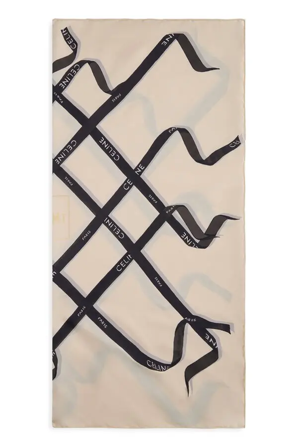 Celine Silk Twill Scarf 90 Cm - Beige