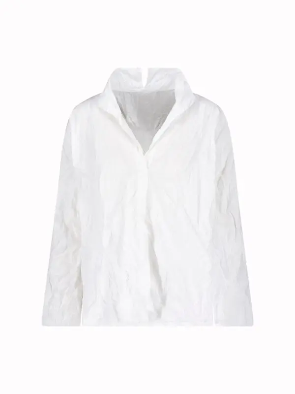 DANIELA GREGIS Crinkled V-neck Pullover Blouse - White