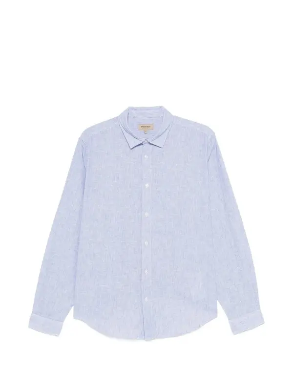 Woolrich Striped Linen Shirt With Long Sleeves And Button-front