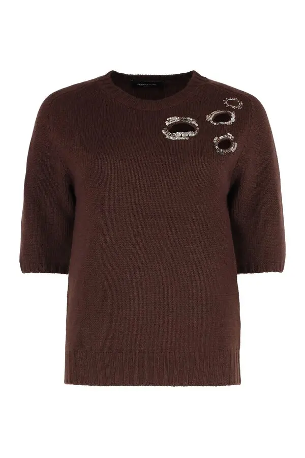 Fabiana Filippi Short-sleeve Sweater With Embellished Cut-out Detail