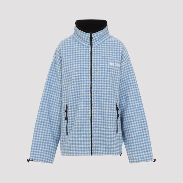 Miu Miu Style Bomber Blouson In Recycled Polyester & Wool - Blue