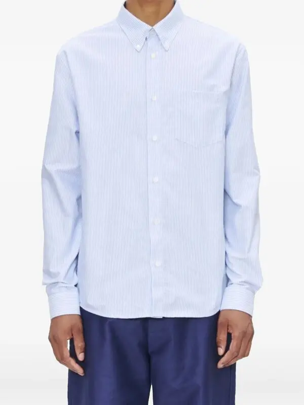 A.p.c. Striped Cotton Button-up Shirt With Chest Pocket