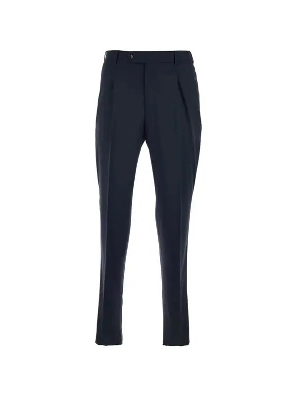PT TORINO Relaxed-fit Virgin Wool Trousers With Zip And Button Closure - Blu