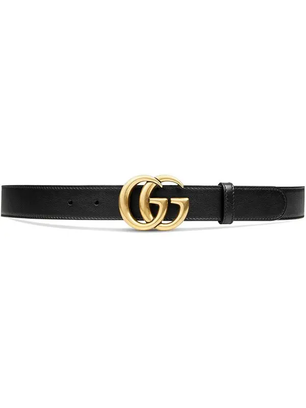 Gucci Double G Buckle Leather Belt - Nero