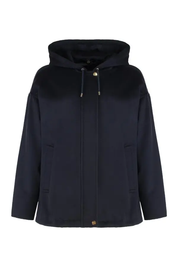 Max Mara Wool Blend Zip Sweater Jacket With Quilted Lining
