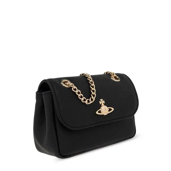 VIVIENNE WESTWOOD Victoria Leather Shoulder Handbag Mini - Black