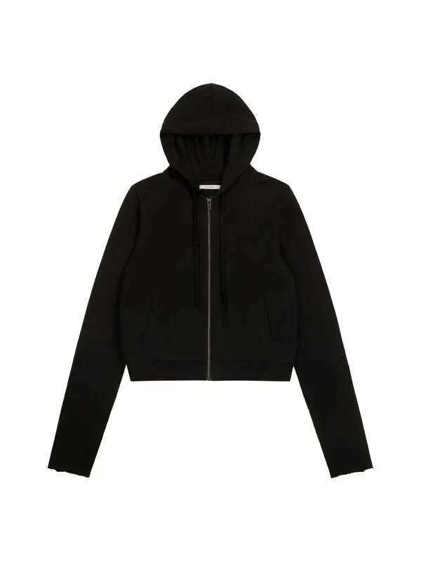 ENTIRE STUDIOS Zip-front Cotton Hoodie With Non-detachable Drawstring Hood, Front Pockets & Ribbed Hems - Nero