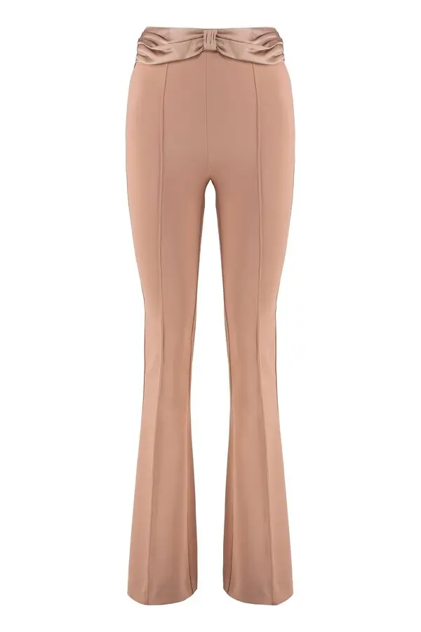 Elisabetta Franchi Satin Bow Flared Trousers - Pink