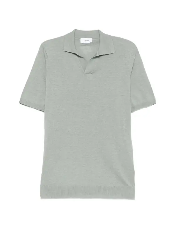 LARDINI Notched Neck Short-sleeve T-shirt With Ribbed Hems - Verde