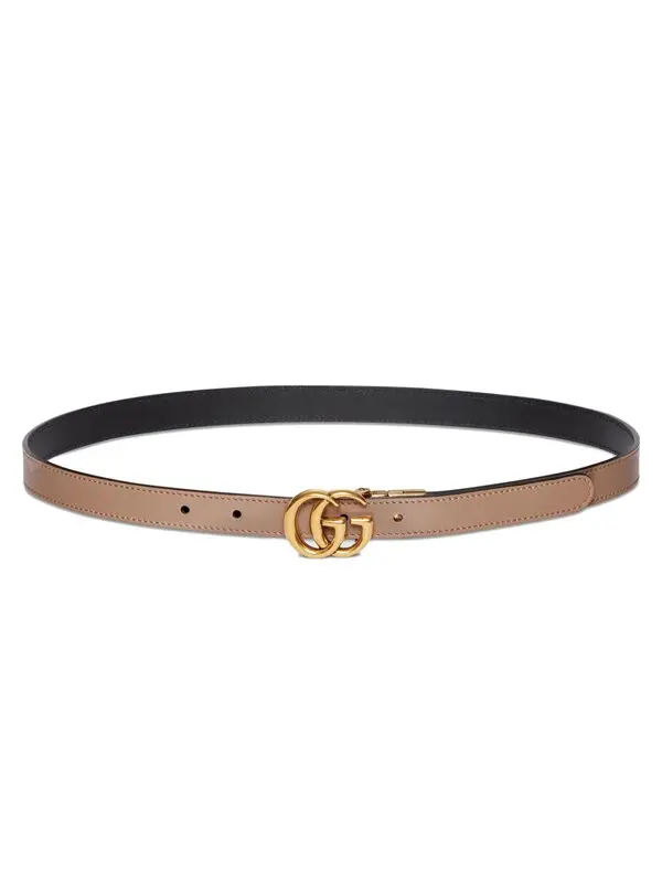 Gucci Reversible Calf Leather Belt With Double G Buckle - Rosa