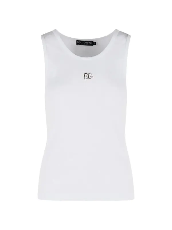 Dolce & Gabbana Dg Embroidered Rhinestone Cotton Crewneck