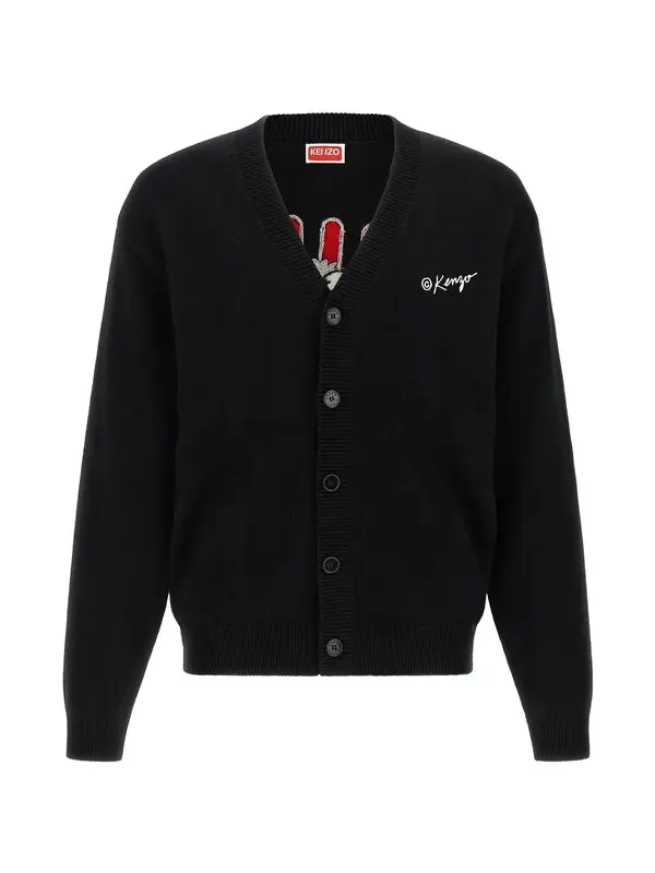 Kenzo Wild Tiger Wool-cotton Cardigan - Nero