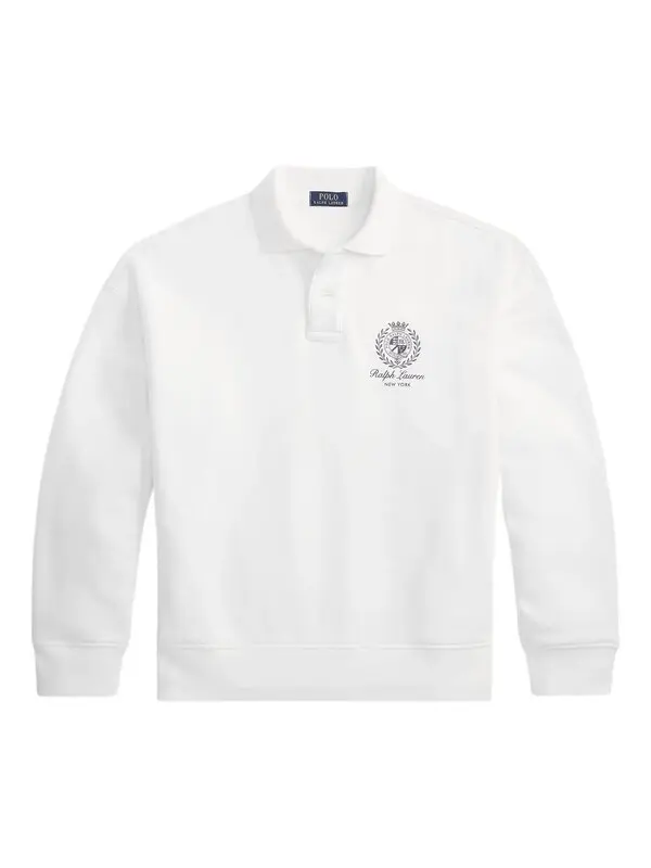 Polo Ralph Lauren Ribbed Long-sleeve Polo Shirt With Two-button Placket - Bianco