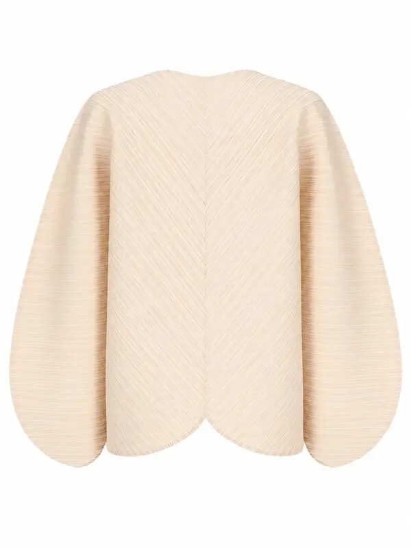 Issey Miyake Pleated Polyester Top Made In Japan - Beige