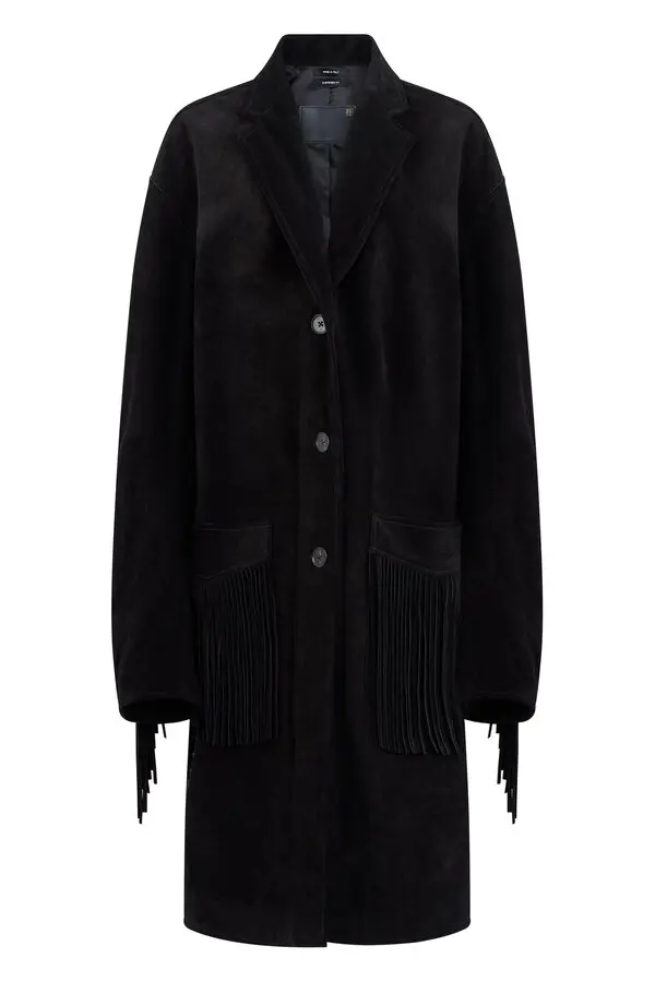 R13 Single-breasted Suede Jacket With Fringe Detail