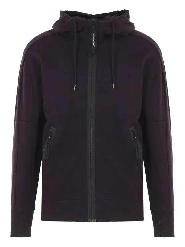 C.P. COMPANY Adjustable Goggle Hood Sweatshirt With Side Zip Pockets - Nero