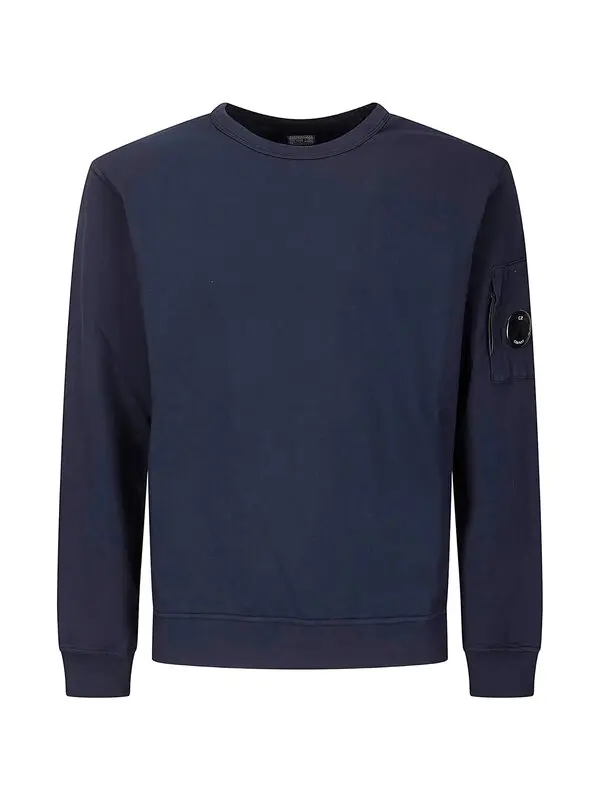 C.P. COMPANY Regular-fit Cotton Crewneck Sweatshirt With Lens Detail - Blu