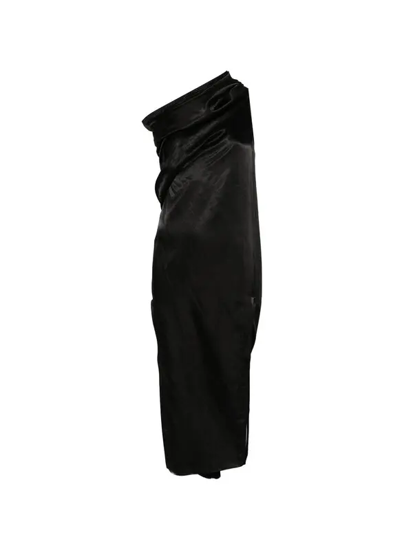 Rick Owens One-shoulder Sleeveless Dress With Side Slits And Draped Detail - Nero
