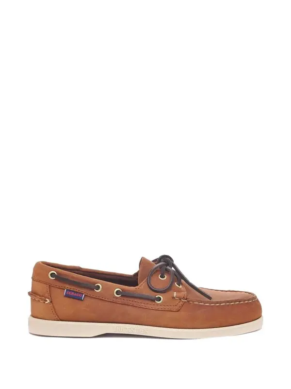 SEBAGO Iconic Suede Boat Shoe With Lace And Rubber Sole - Marrone