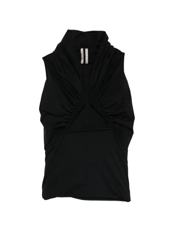 Rick Owens Stretch Cut-out T-shirt Top With Front Boning - Nero