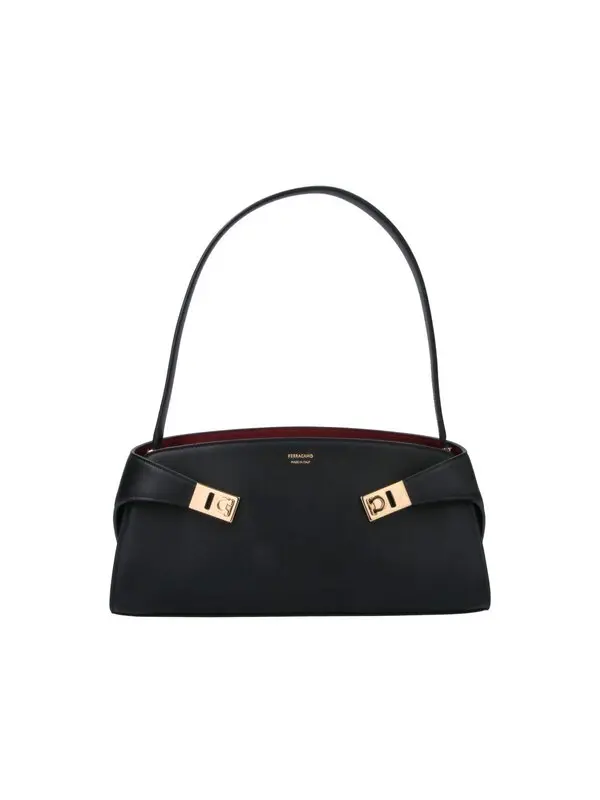 FERRAGAMO Italian Calf Leather Shoulder Bag With Luxurious Leather Lining