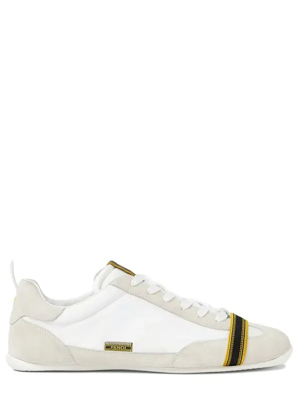 Fendi Elastic Webbing Sneakers With Slim Sole And Ribbon Detail - Bianco